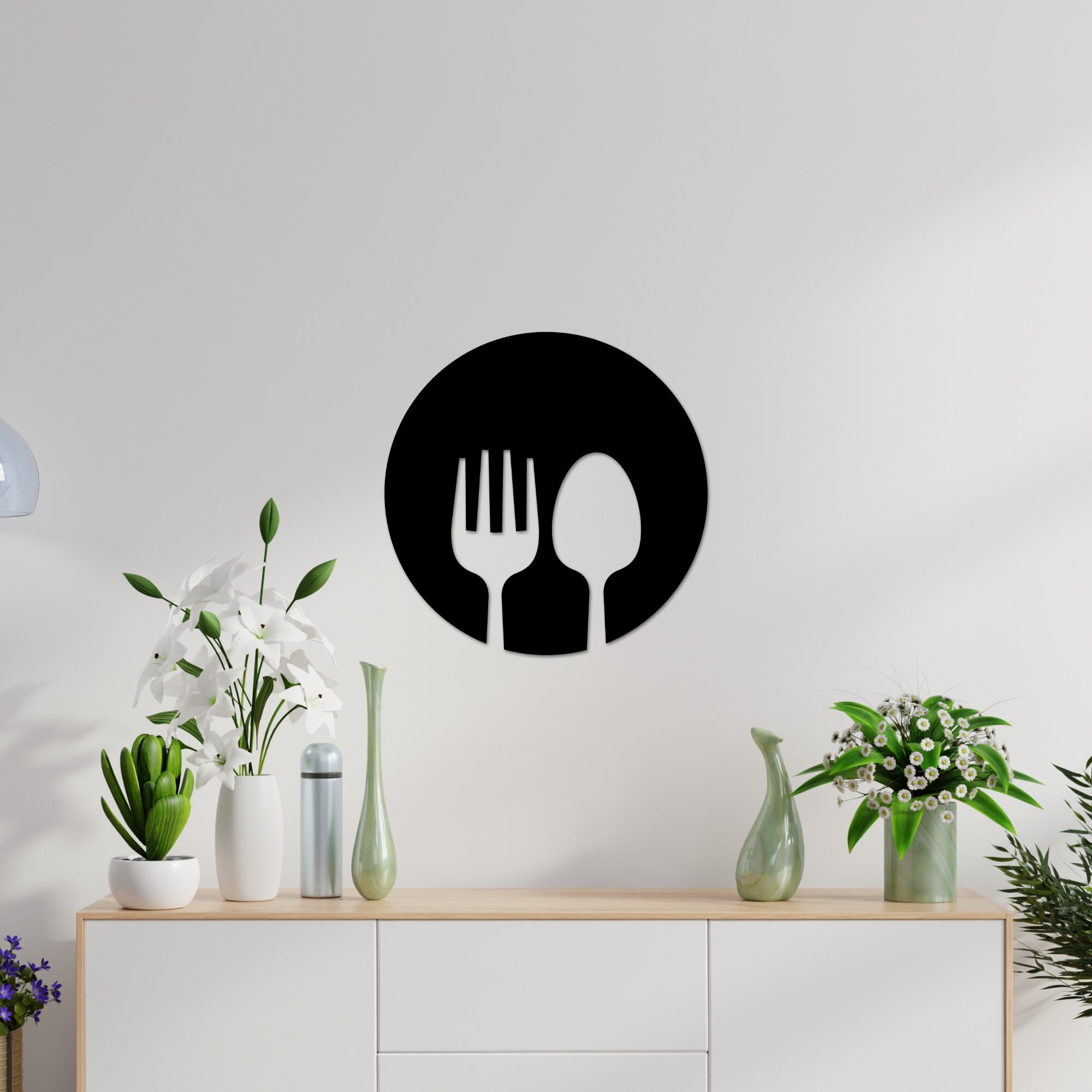 Fork and Spoon Round Metal Sign, Kitchen Decor, Kitchen Gifts, Metal ...