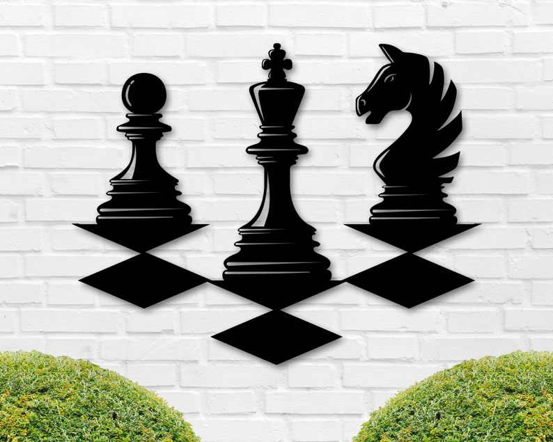 Chess Metal Sign, Chess Pieces Wall Art, Gift for Chess Lovers, Game ...