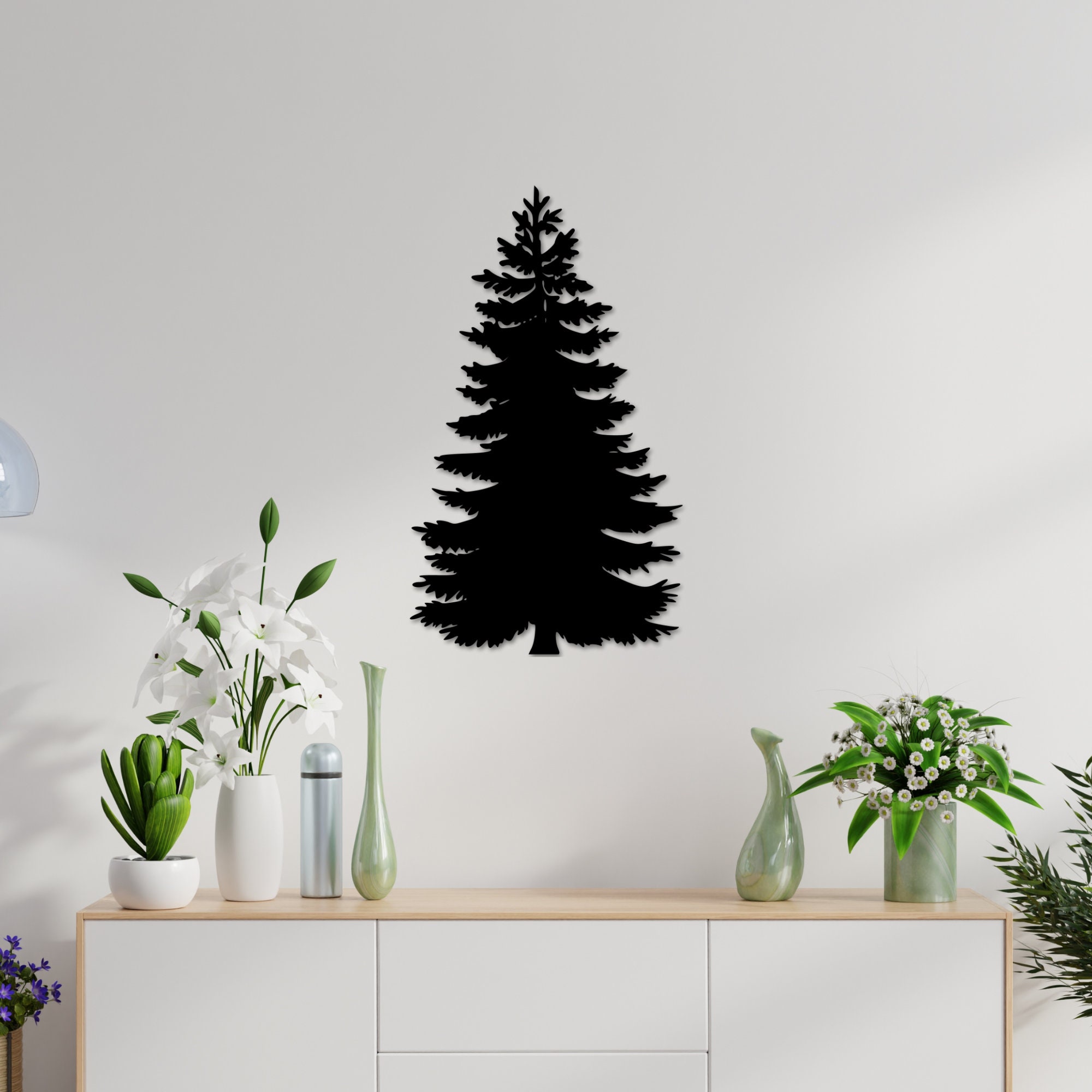 Tree Decor, Metal Tree Silhouette, Metal Tree Art, Pine Tree, Cypress ...