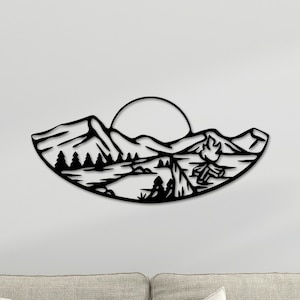 Mountain Sunrise Metal Sign, Mountains With Sun Decor, Nature View ...