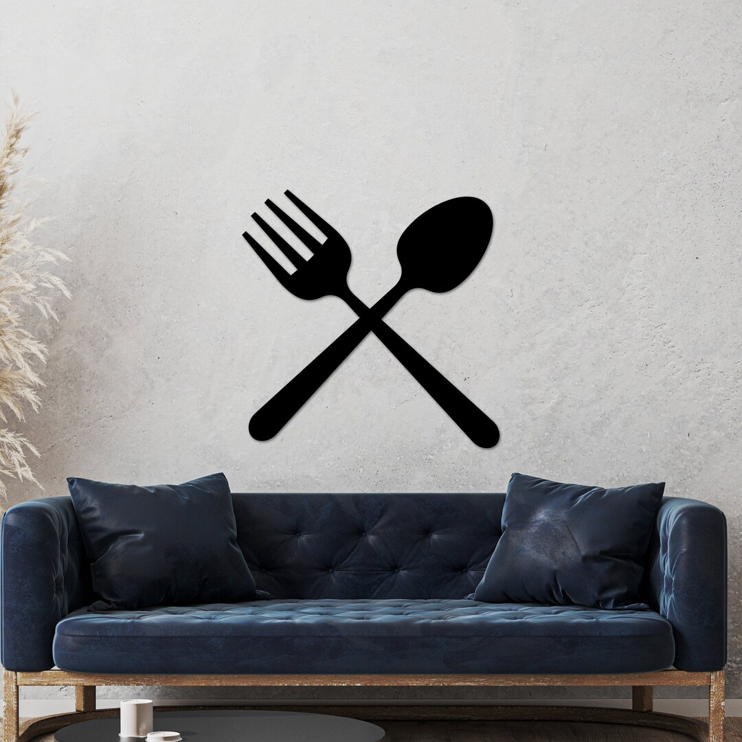 Fork and Spoon Crossed Sign, Kitchen Decor, Kitchen Gifts, Metal Sign ...
