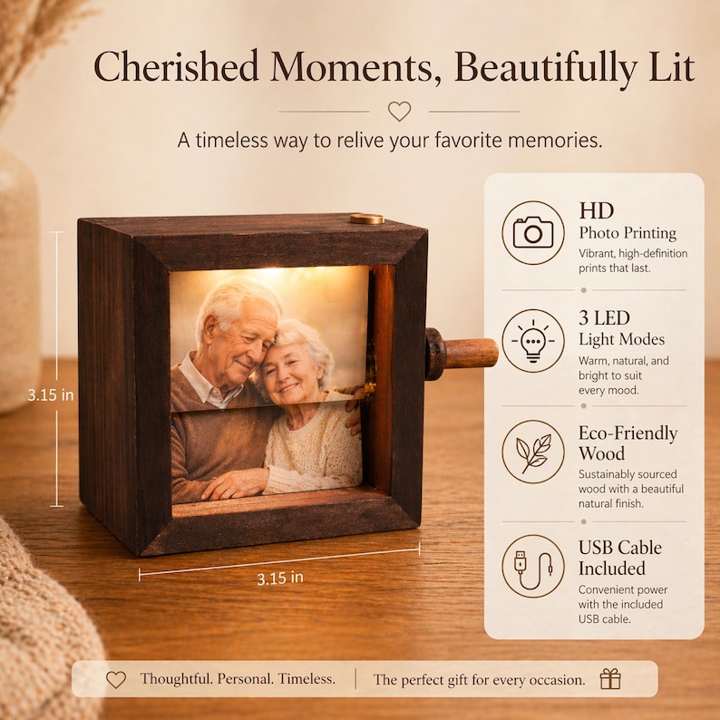 Custom Photo Flipbook Box, Personalized Wooden Hand Crank Animation Box ...