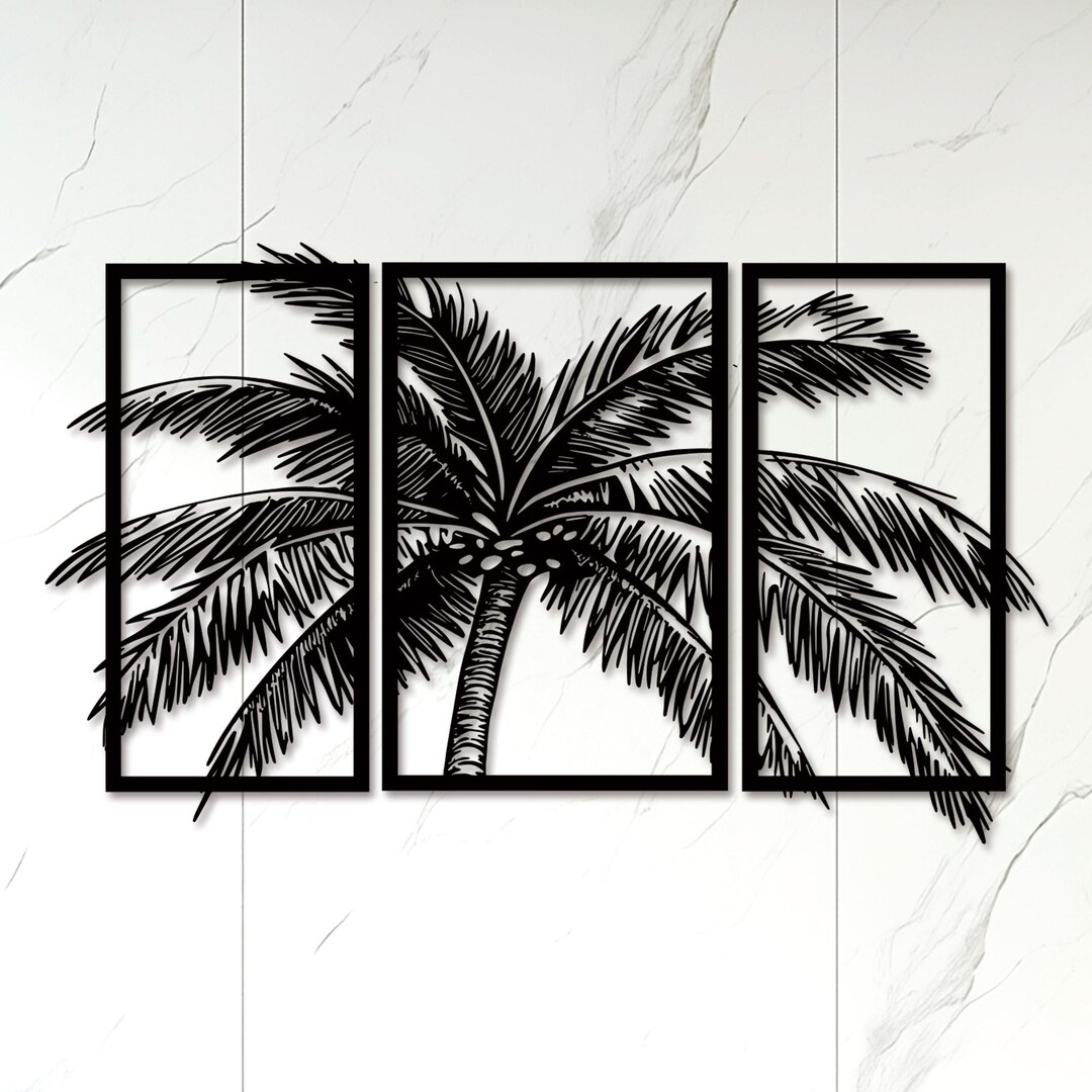 3-set Metal Palm Tree Wall Art, Metal 3-set Palm Tree Wall Decor, 3-set ...