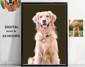 Custom Pet Portraits Using Pet Photo Personalized Digital Dog Portraits Cat Portraits Custom Dog ...