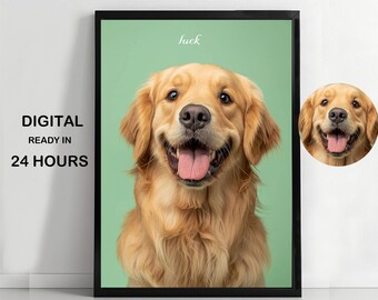 Custom Pet Portraits Using Pet Photo Personalized Digital Dog Portraits Cat Portraits Custom Dog ...