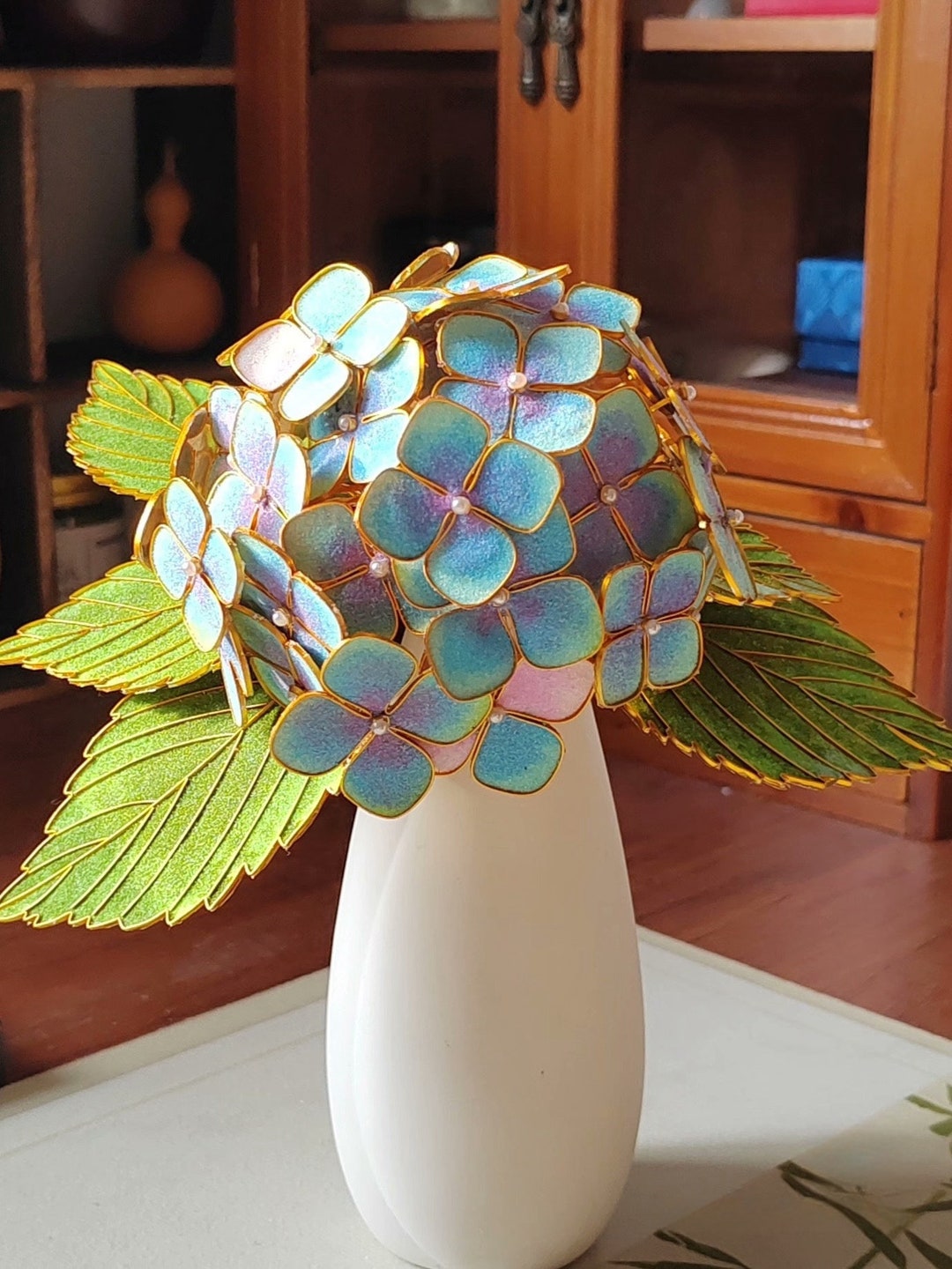 Hydrangeas Enamel Art Kit DIY Antique Cloisonne Painting Creative Craft ...