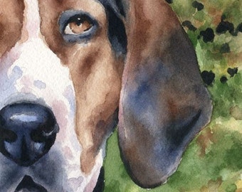 Treeing Walker Coonhound Dog Pencil Drawing Art Print by | Etsy
