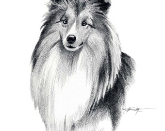 Sheltie drawing | Etsy