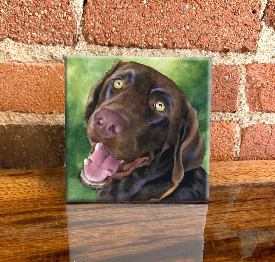Chocolate Lab Ceramic Tile Chocolate Labrador Decorative - Etsy