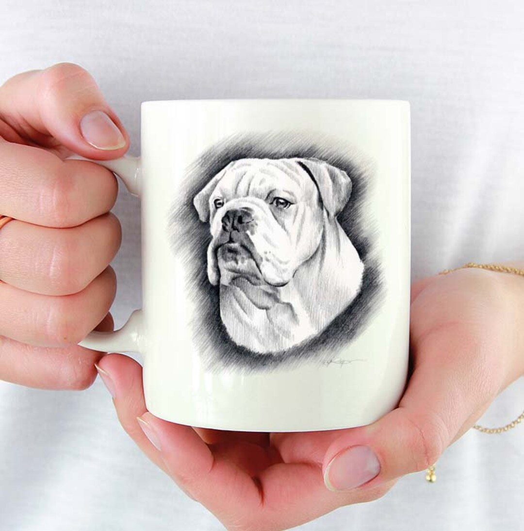 Old English Bulldog Custom 11oz Mug With Dog Art Featuring - Etsy