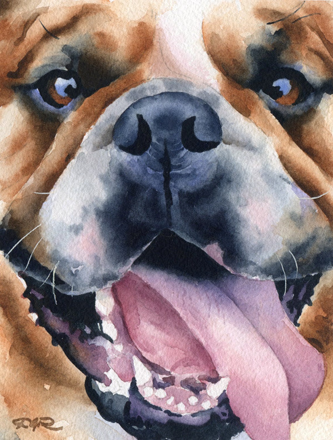 BULLDOG Art Print by Watercolor Artist DJ Rogers | Etsy