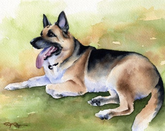 GERMAN SHEPHERD Art Print by Watercolor Artist DJ Rogers | Etsy