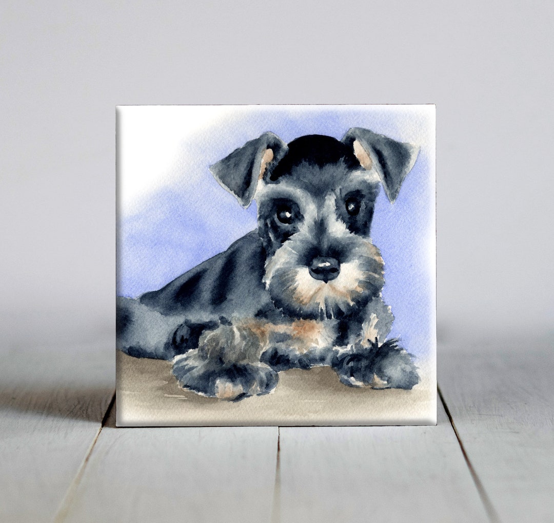 Miniature Schnauzer Puppy Ceramic Tile - Schnauzer Decorative Tile ...