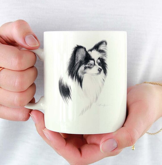 Papillon Custom 11oz Mug With Dog Art Featuring Watercolor | Etsy