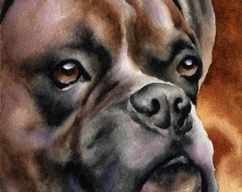 White Boxer Art Print by Watercolor Artist DJ Rogers | Etsy