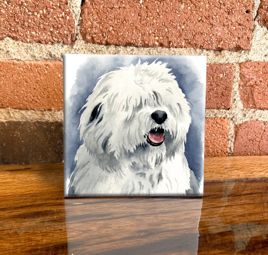 Old English Sheepdog Ceramic Tile - Sheepdog Decorative Tile - Dog ...