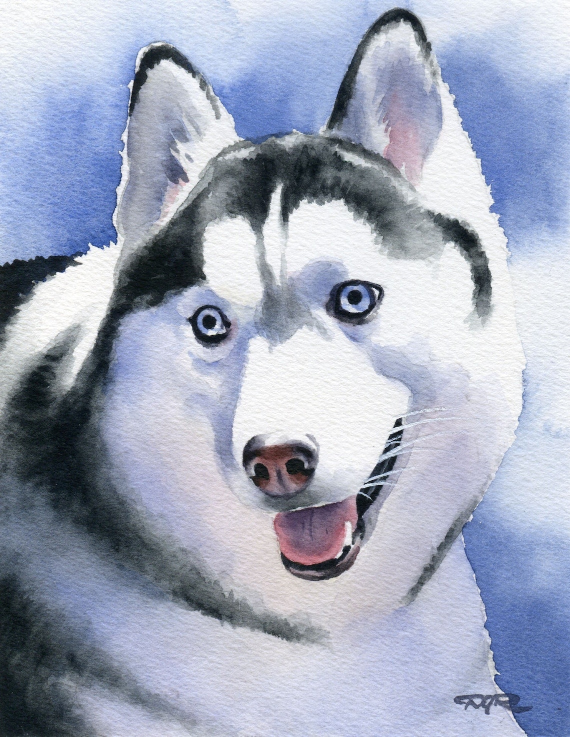 Siberian Husky Art Print by Watercolor Artist DJ Rogers | Etsy