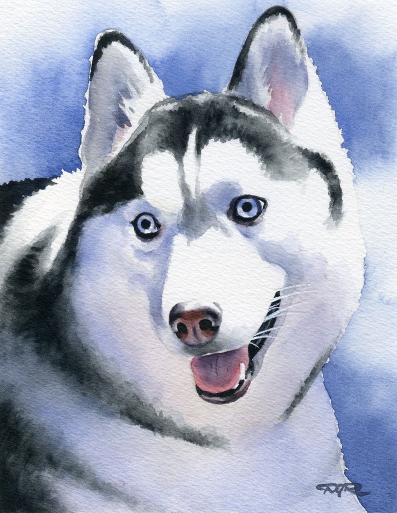 Siberian Husky Art Print by Watercolor Artist DJ Rogers - Etsy