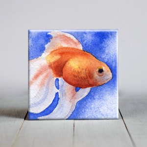 Fancy Goldfish Ceramic Tile - Goldfish Decorative Tile - Pet Lover Gift ...