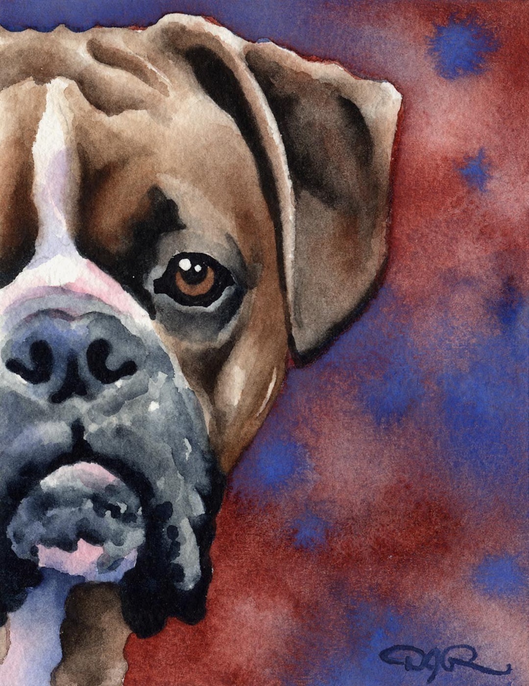BOXER Art Print by Watercolor Artist DJ Rogers - Etsy