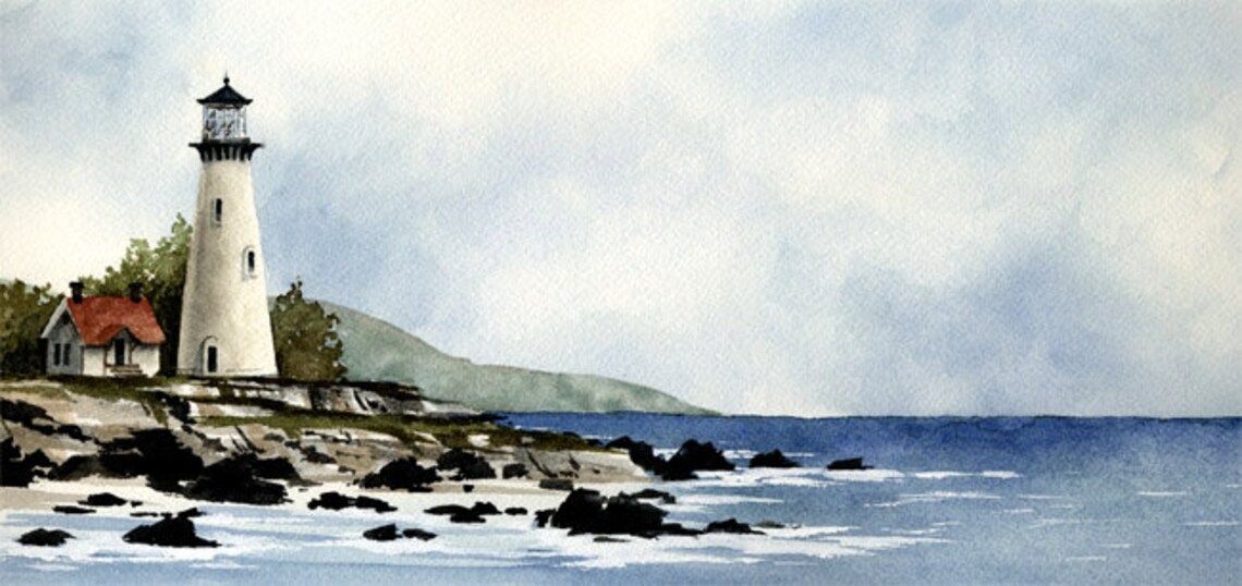 LIGHTHOUSE Art Print by Watercolor Artist DJ Rogers - Etsy