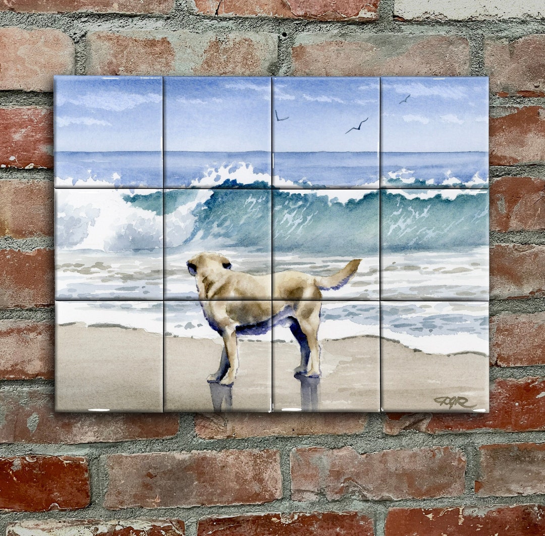 Labrador Retriever Dog Ceramic Tile Mosaic - Yellow Lab Decorative Tile ...
