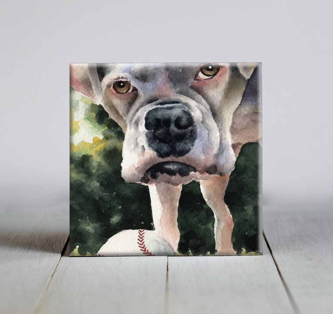 White Boxer Ceramic Tile Boxer Decorative Tile Dog Lover Gift Unique ...