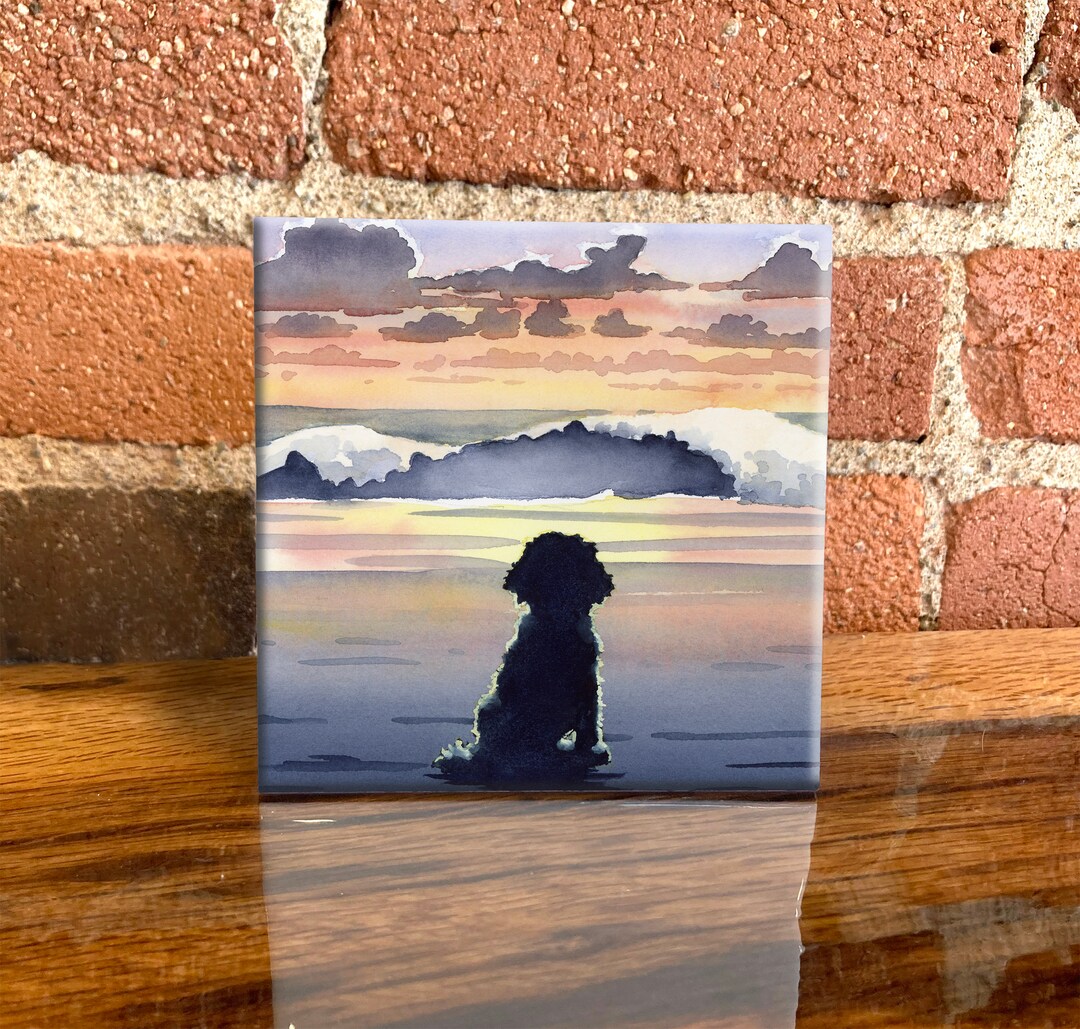 Cockapoo Sunset Ceramic Tile - Cockapoo Decorative Tile - Dog Lover ...