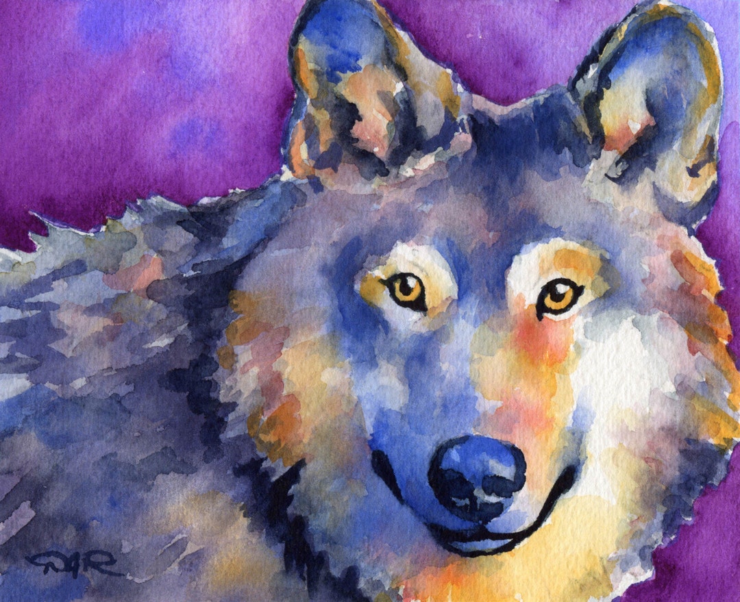 WOLF Wildlife Art Print by Watercolor Artist DJ Rogers - Etsy