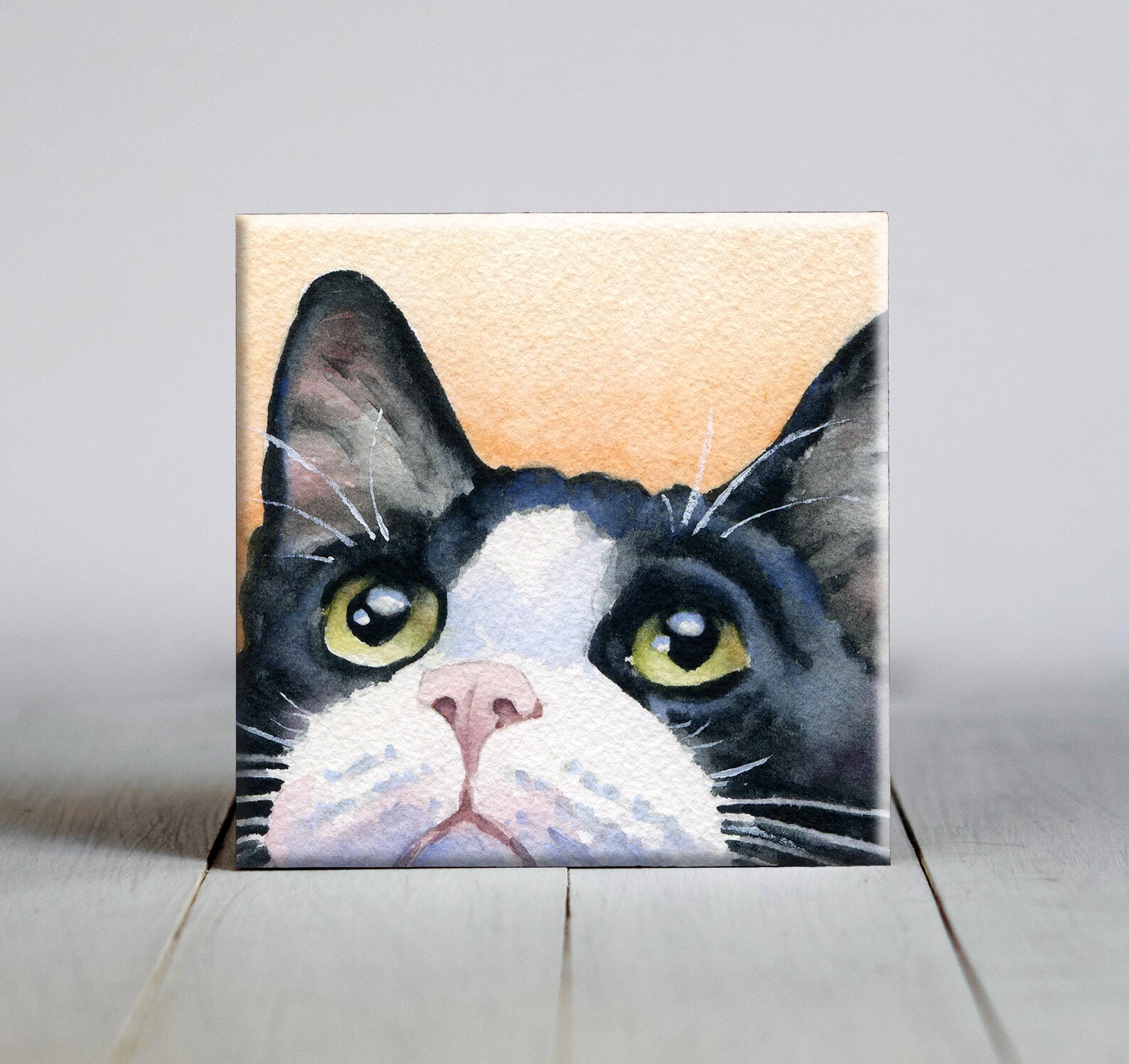 Tuxedo Cat Ceramic Tile Cat Decorative Tile Cat Lover Gift - Etsy