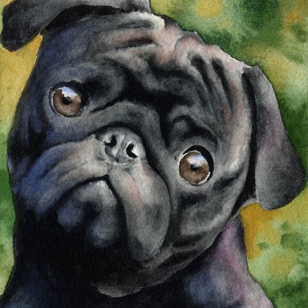 Black Pug Art - Etsy