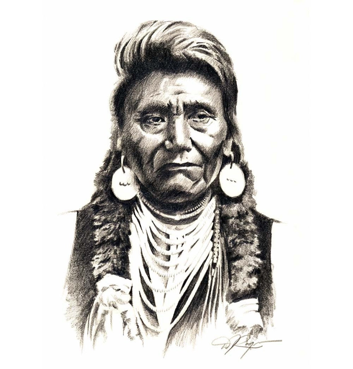 Indian CHIEF JOSEPH Art Print by Artist DJ Rogers - Etsy