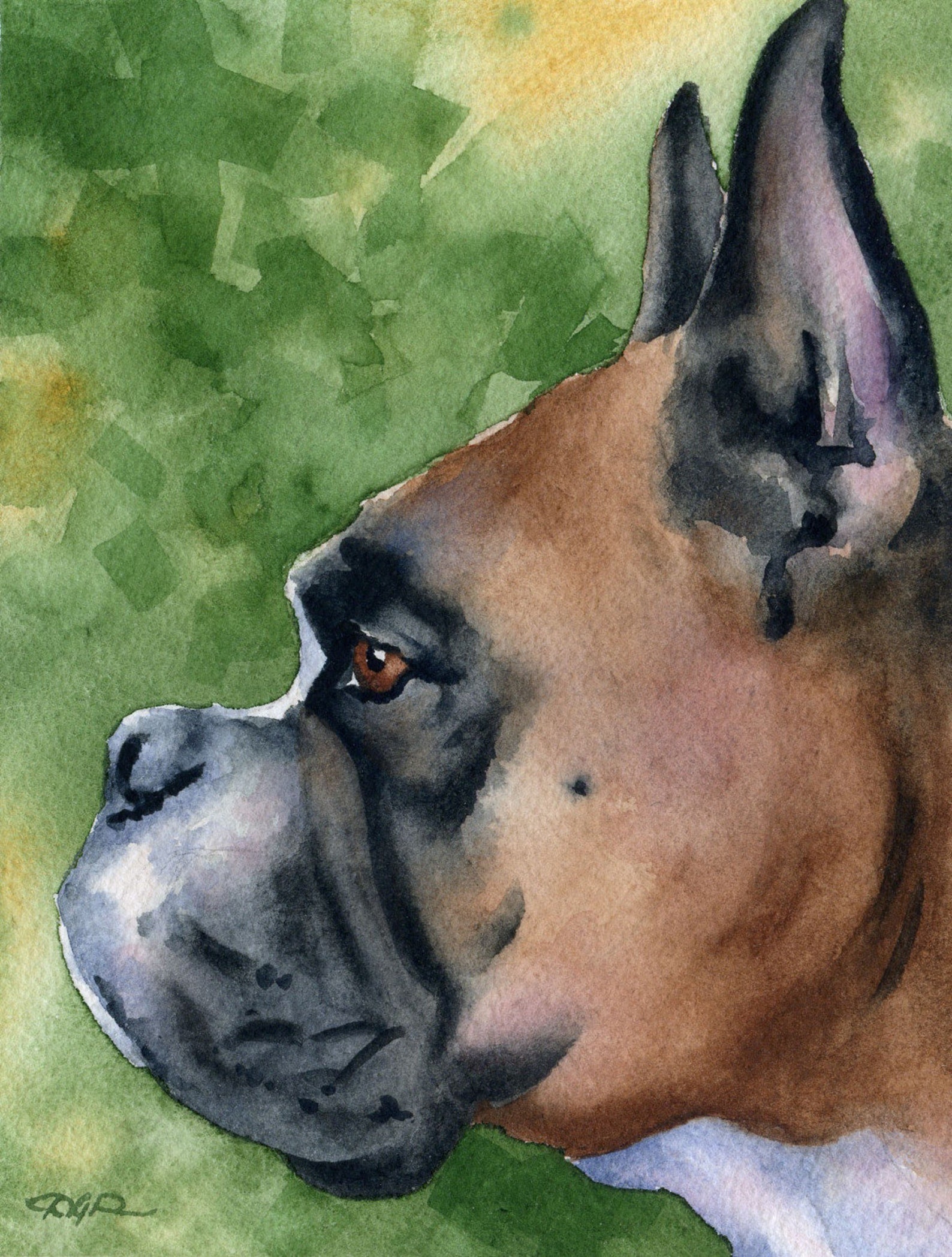 BOXER Art Print by Watercolor Artist DJ Rogers | Etsy