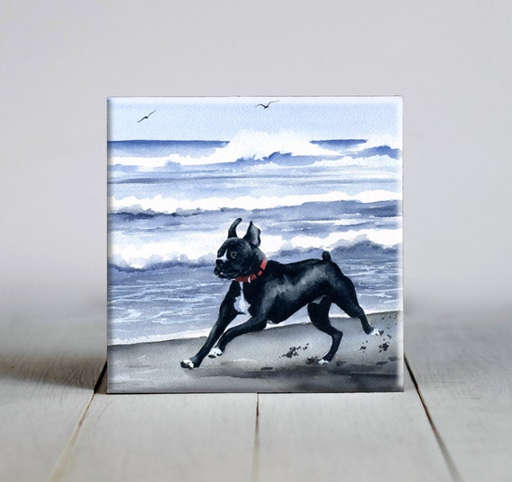 Black Boxer Ceramic Tile Black Boxer Decorative Tile Dog | Etsy