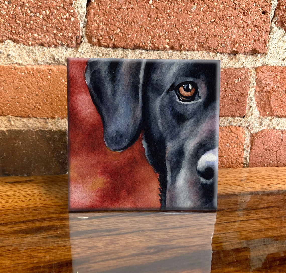 Black Lab Ceramic Tile Black Labrador Decorative Tile Dog - Etsy