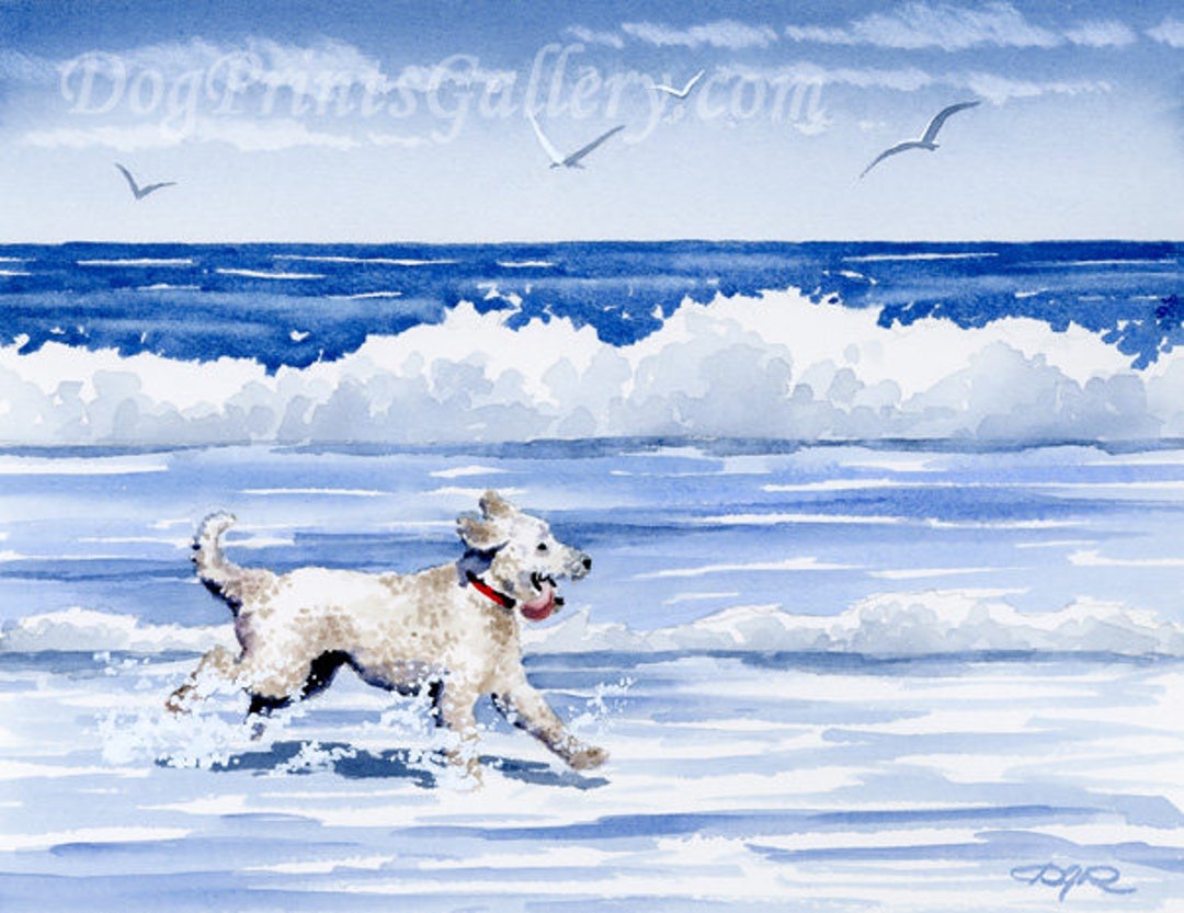 LABRADOODLE Art Print "labradoodle at the Beach" by Watercolor Artist ...