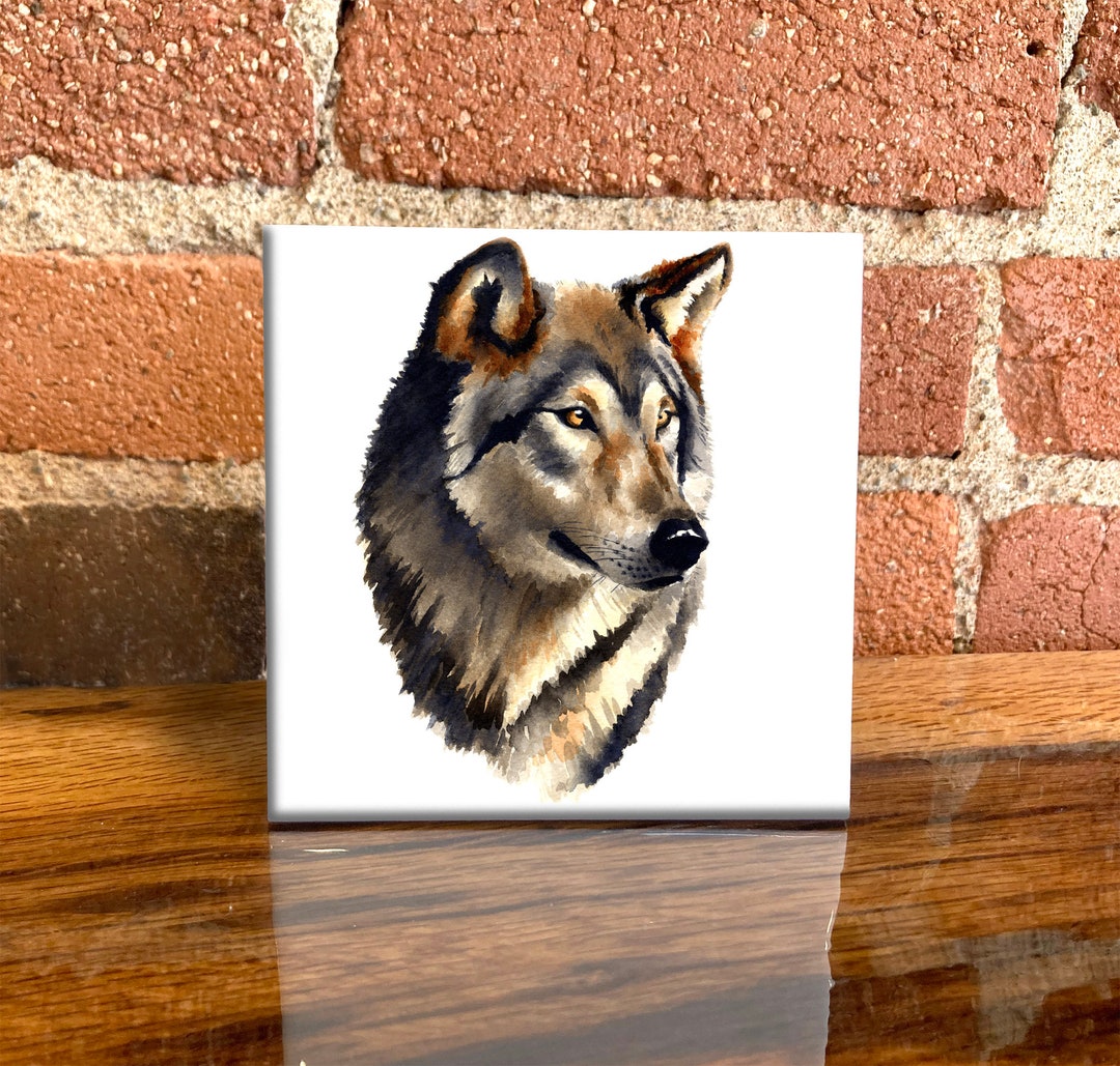 Wolf Ceramic Tile Wolf Decorative Tile Dog Lover Gift Unique Dog Gifts ...