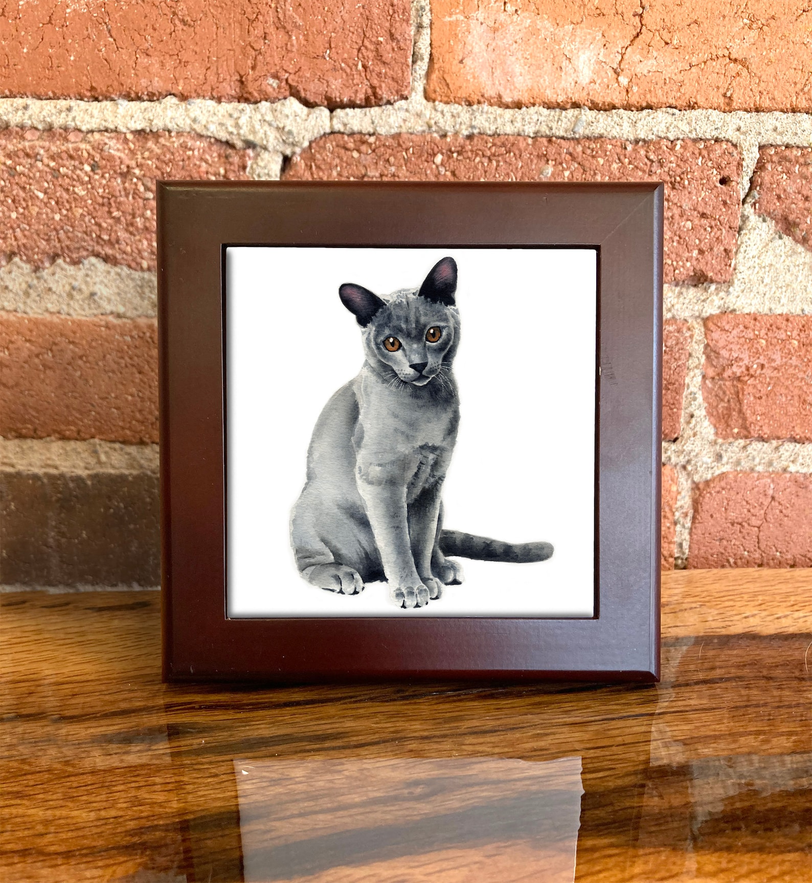 Grey Cat Ceramic Tile Cat Decorative Tile Cat Lover Gift | Etsy