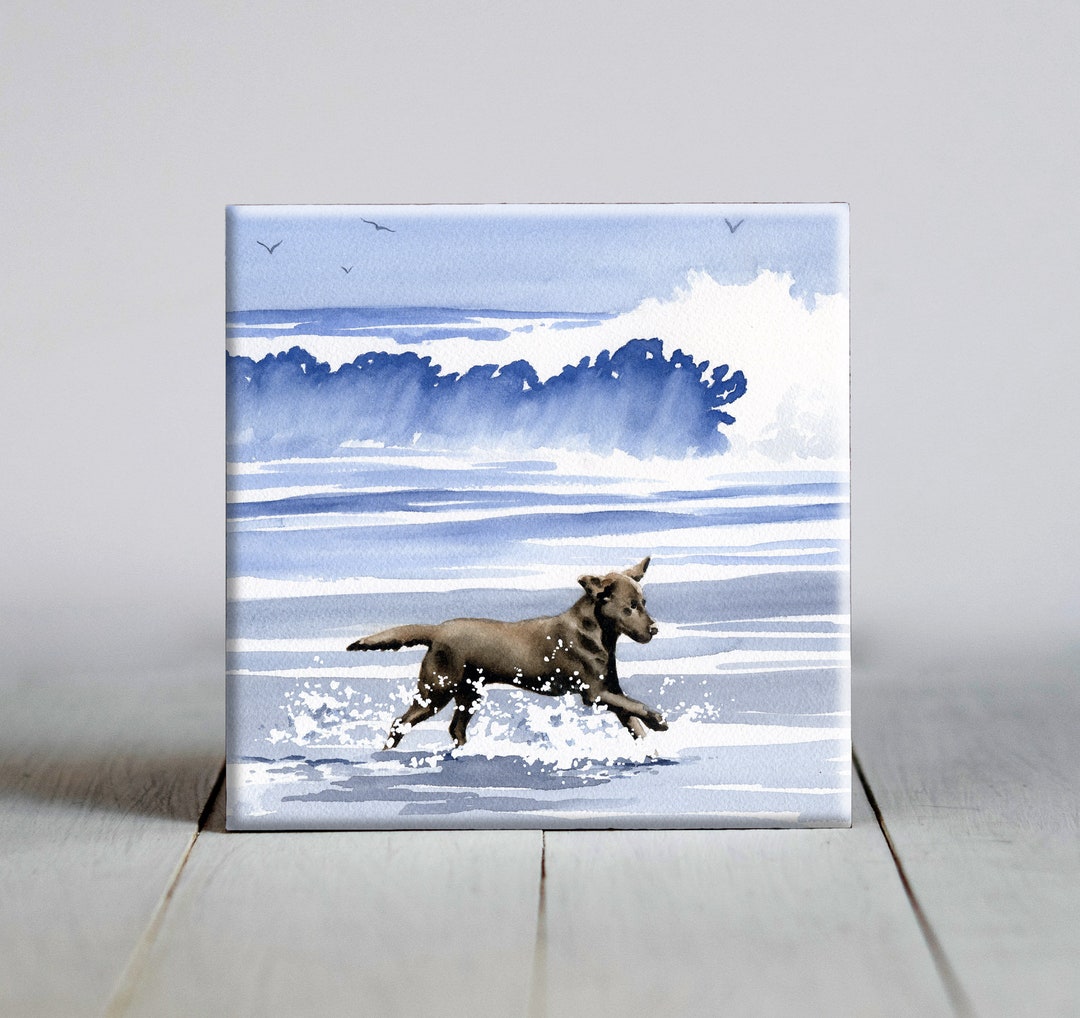 Chocolate Lab Ceramic Tile - Chocolate Labrador Decorative Tile - Dog ...