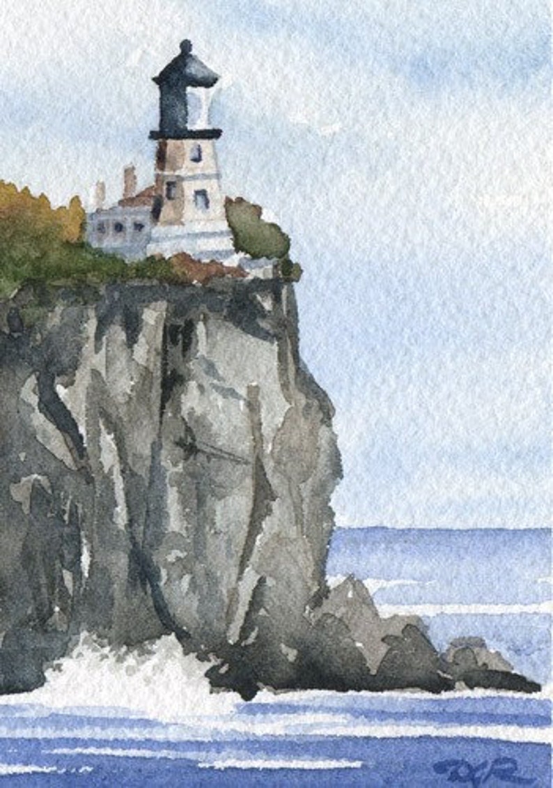 SPLIT ROCK LIGHTHOUSE Watercolor Fine Art Print by Artist D J - Etsy