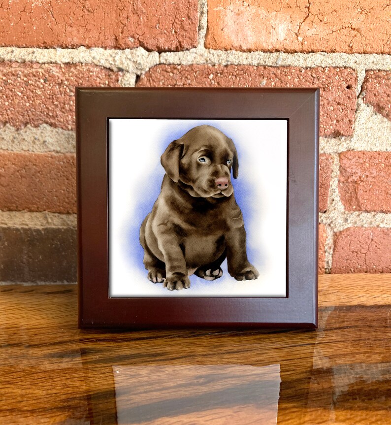 Chocolate Lab Puppy Ceramic Tile Chocolate Labrador - Etsy