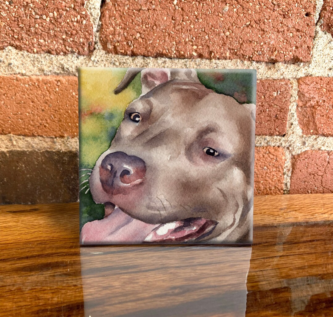 Pit Bull Ceramic Tile - Pit Bull Decorative Tile - Dog Lover Gift ...