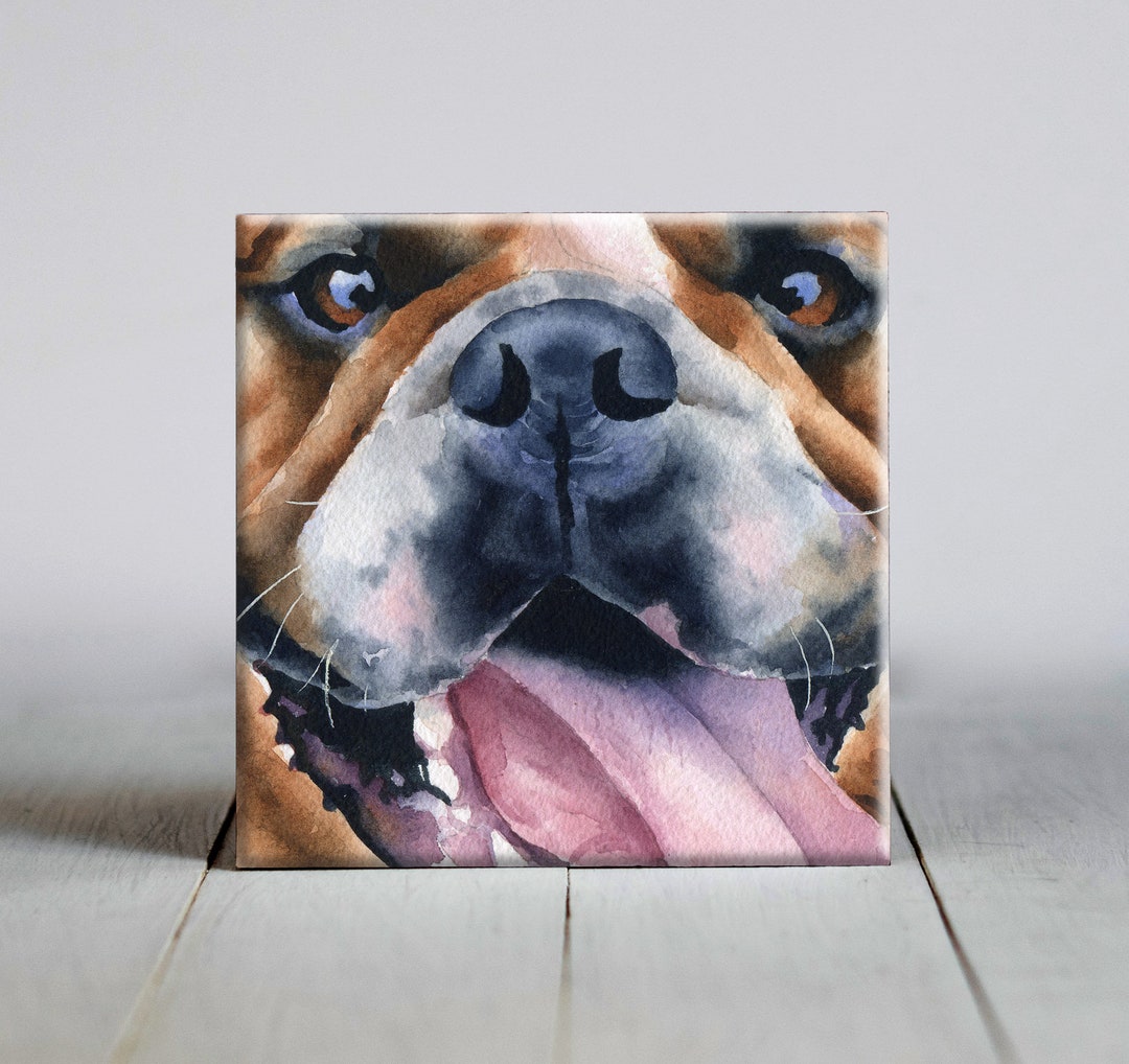 Bulldog Ceramic Tile Bulldog Decorative Tile Dog Lover Gift Cadeaux ...
