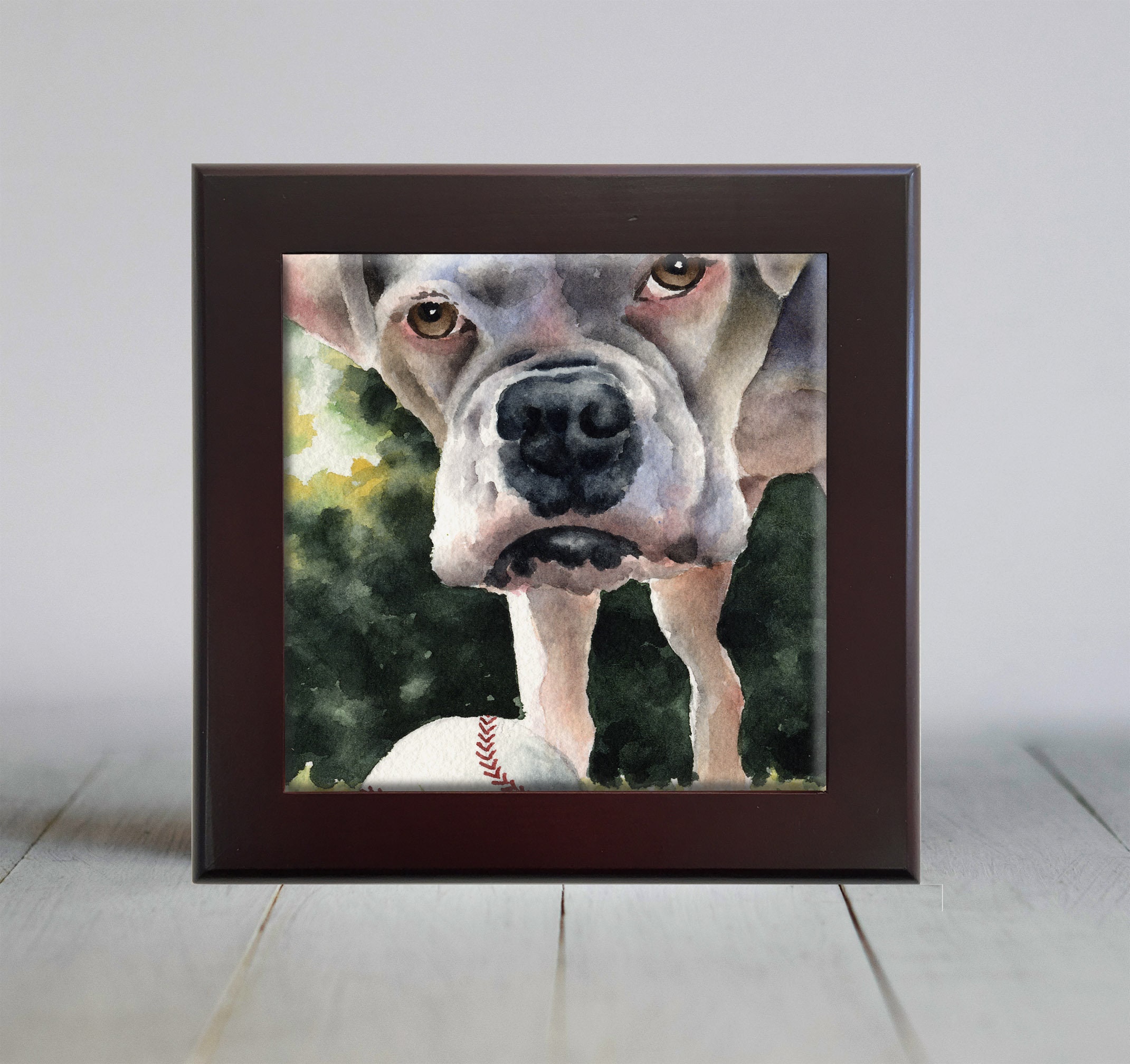 White Boxer Ceramic Tile Boxer Decorative Tile Dog Lover | Etsy