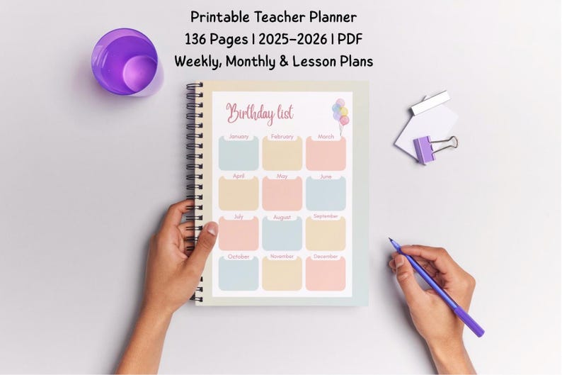 Printable Teacher Planner 2025-2026 | Weekly, Monthly, Lesson Plans ...