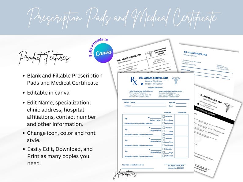 Blank and Fill-able Prescription Pad Template | Editable Rx Forms ...