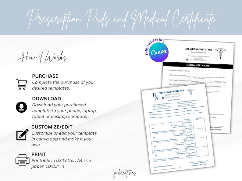Blank and Fill-able Prescription Pad Template | Editable Rx Forms ...