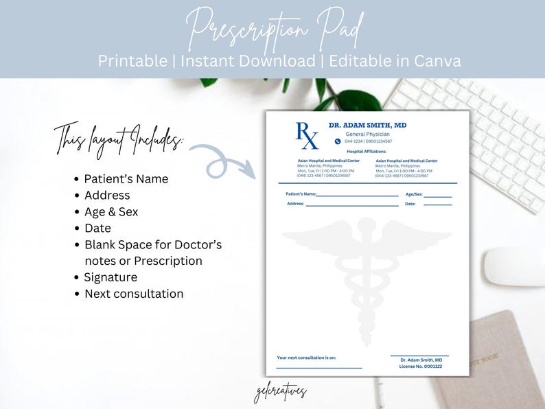Blank and Fill-able Prescription Pad Template | Editable Rx Forms ...
