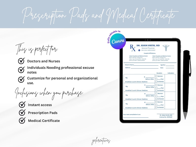 Blank and Fill-able Prescription Pad Template | Editable Rx Forms ...