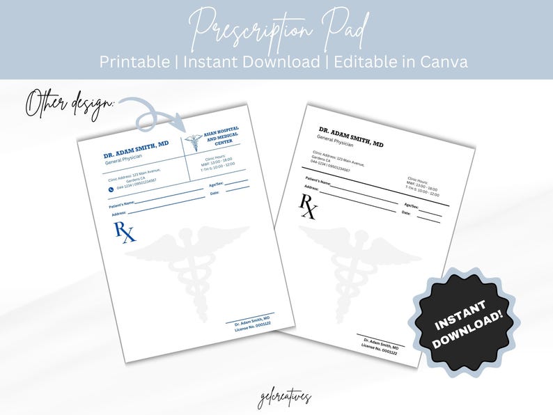 Blank and Fill-able Prescription Pad Template | Editable Rx Forms ...